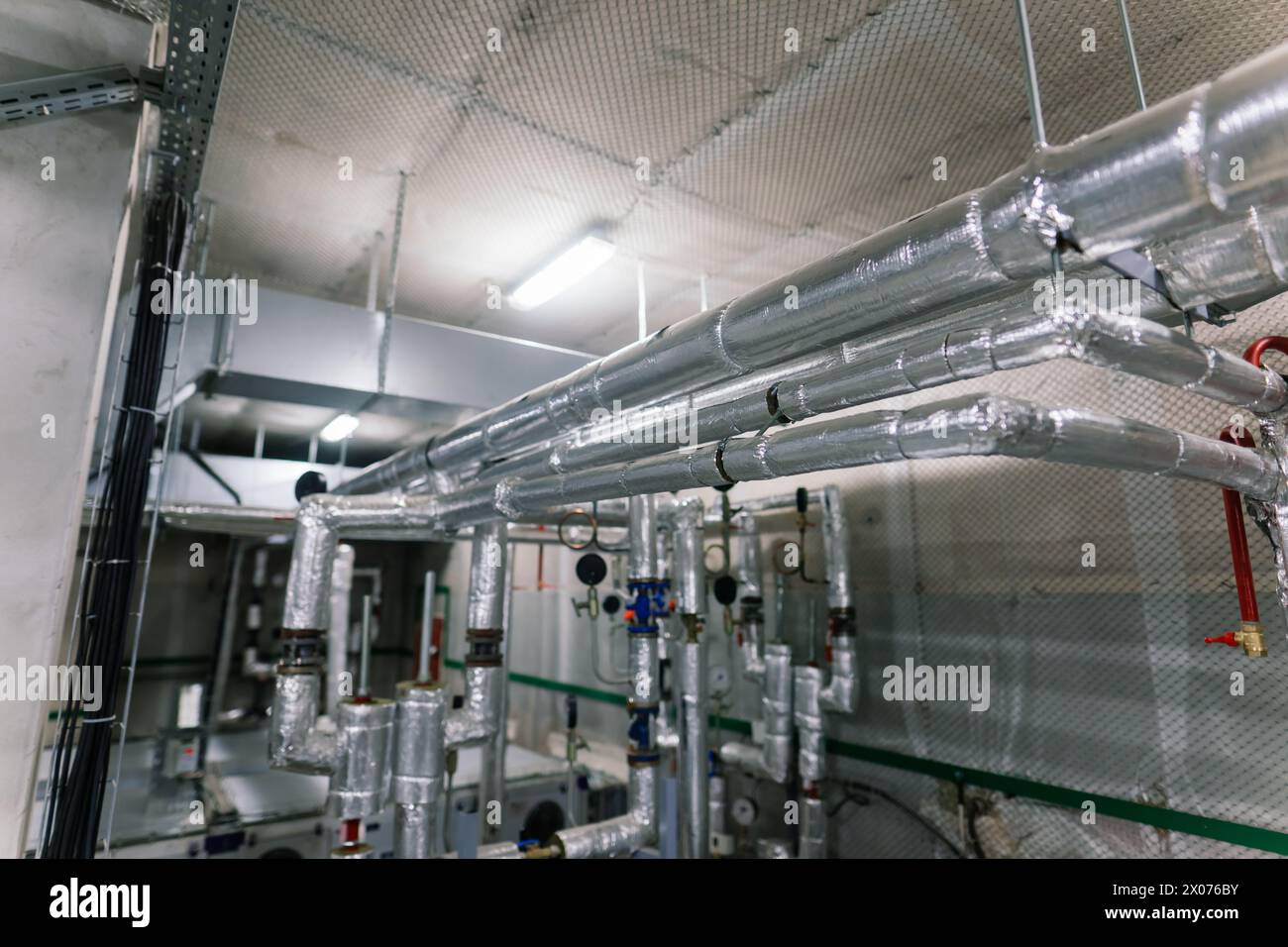 Pressure sensor in an industrial boiler room. Barometer in the heating ...