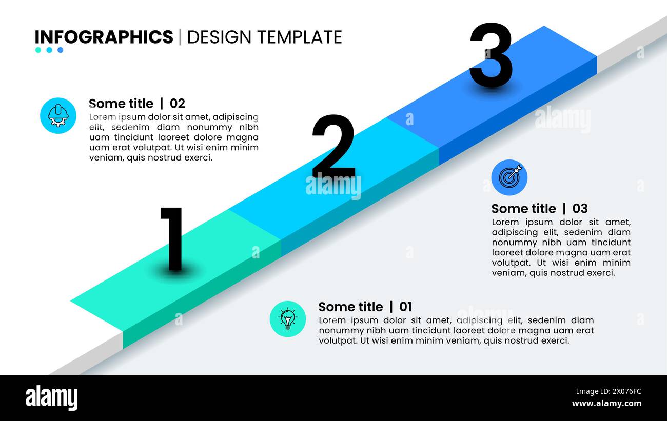 Infographic template with icons and 3 options or steps. Isometric path ...