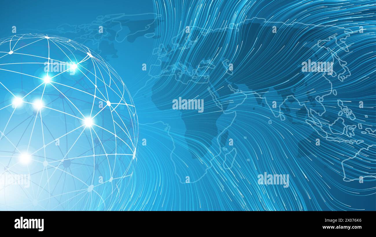 Futuristic Bright Global Technology, Networking and Cloud Computing Design Concept with Bright ...