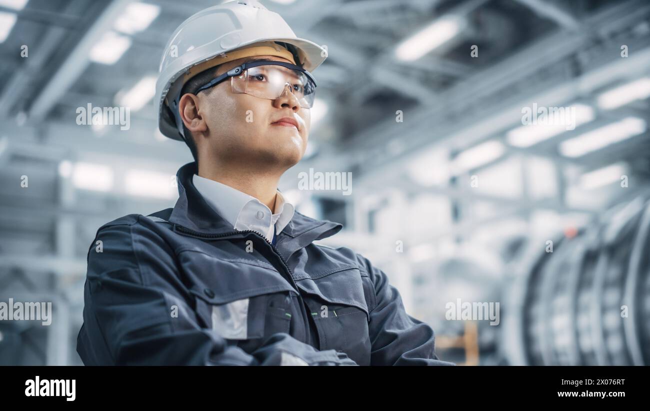 Portrait of a Professional Asian Heavy Industry Engineer, Worker ...