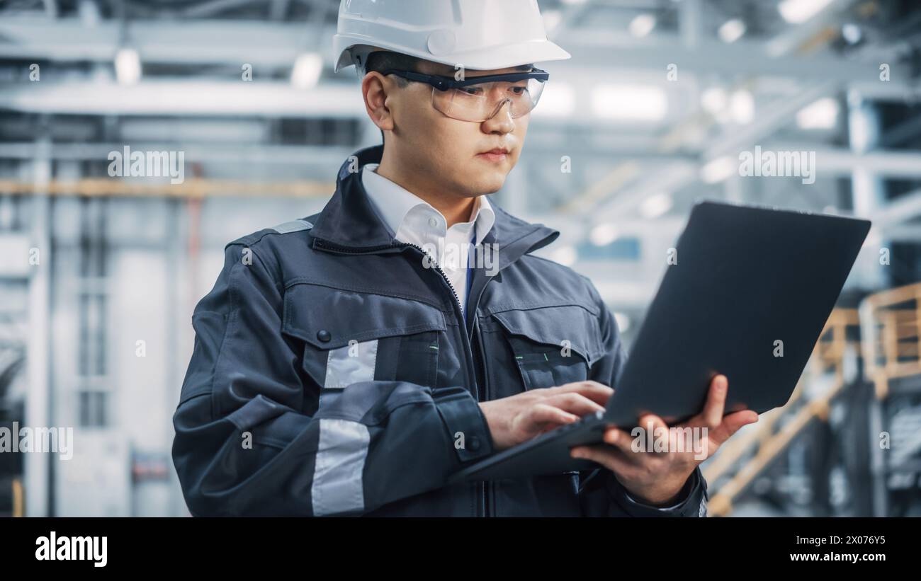 Portrait of a Professional Heavy Industry Asian Engineer, Worker ...