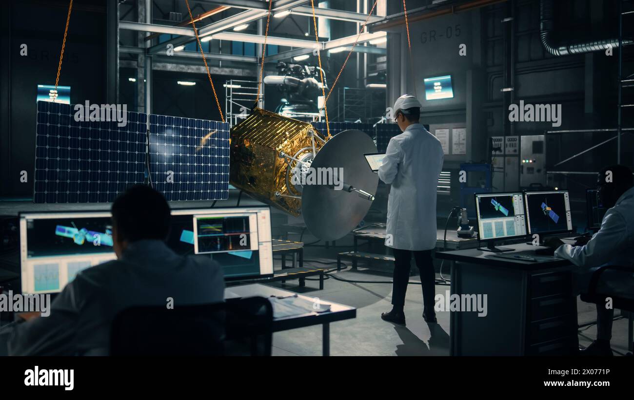 Industrial Engineer Working on Artificial Satellite Construction ...
