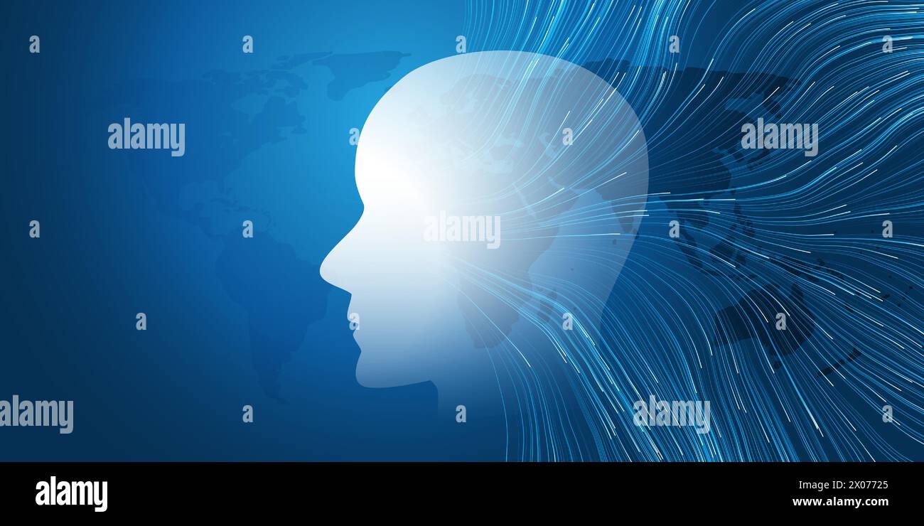 Blue Machine Learning, Artificial Intelligence, Cloud Computing and Networks Design Concept with ...