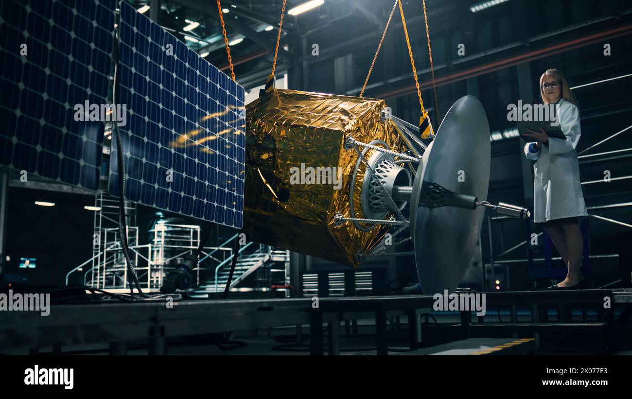 Industrial Engineer Working on Artificial Satellite Construction ...