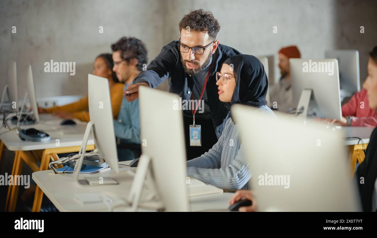 Lecturer Helps Scholar with Project, Advising on Their Work. Teacher ...