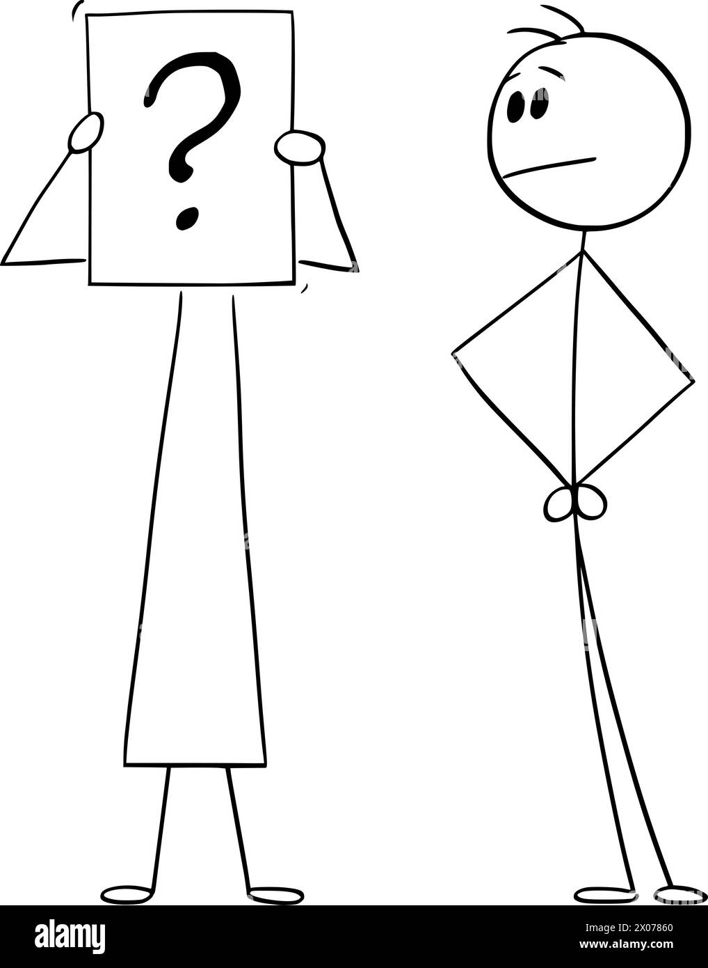 Female Hiding Real Individuality, Vector Cartoon Stick Figure ...