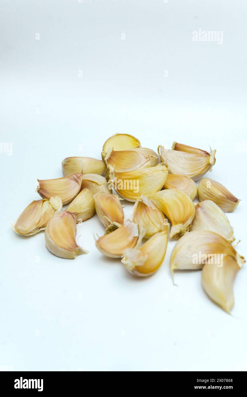 Fresh garlic or Allium sativum isolated on white background Stock Photo ...