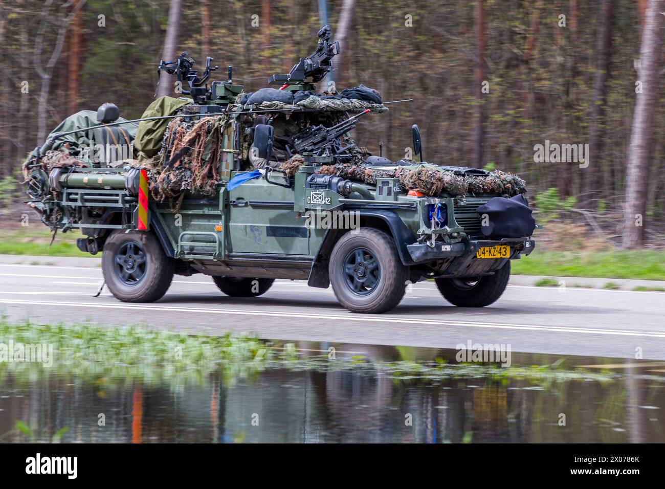 Oirschot Netherlands, April 9 2024: A Dutch army MB290 on the road in a ...