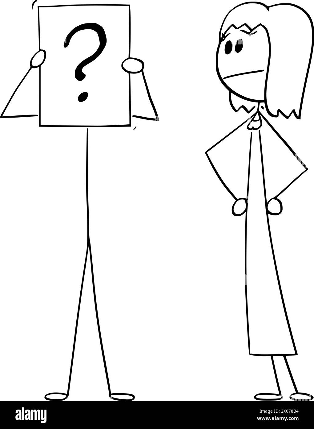 Male Hiding Real Individuality, Vector Cartoon Stick Figure ...