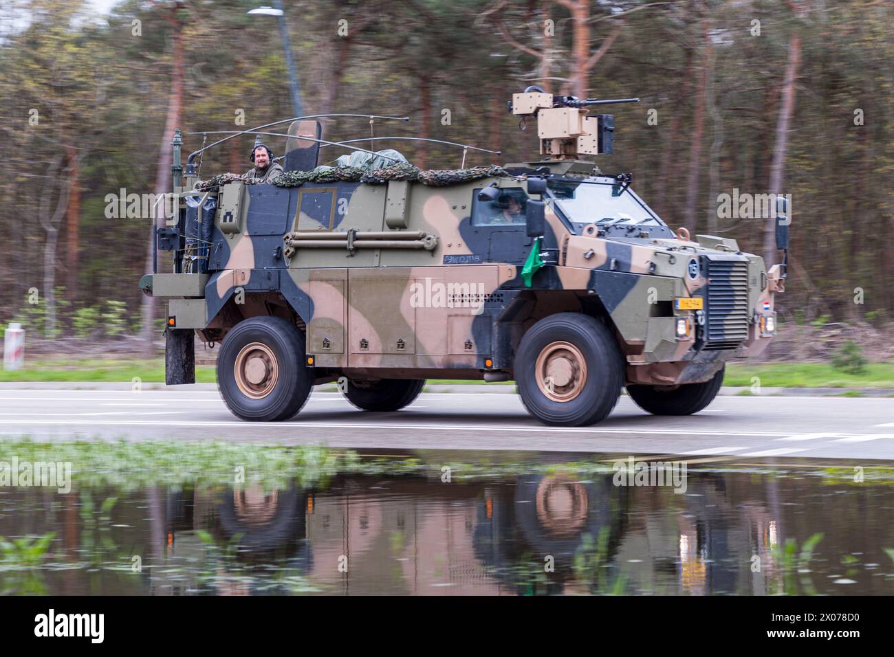 Oirschot Netherlands, April 9 2024: A Dutch army Bushmaster on the road ...