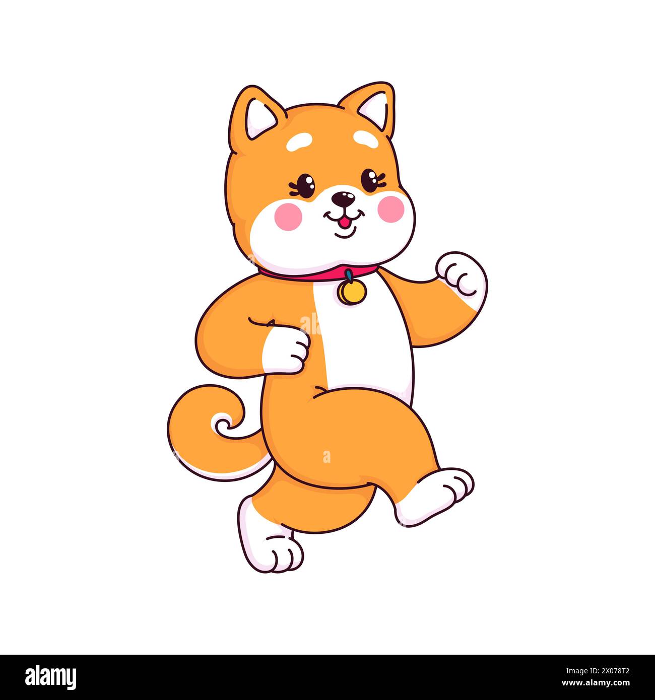 Cartoon Japanese happy Shiba Inu puppy dog running character, cute ...