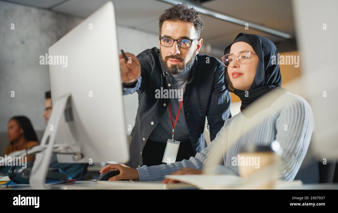 Lecturer Helps Scholar with Project, Advising on Their Work. Teacher ...