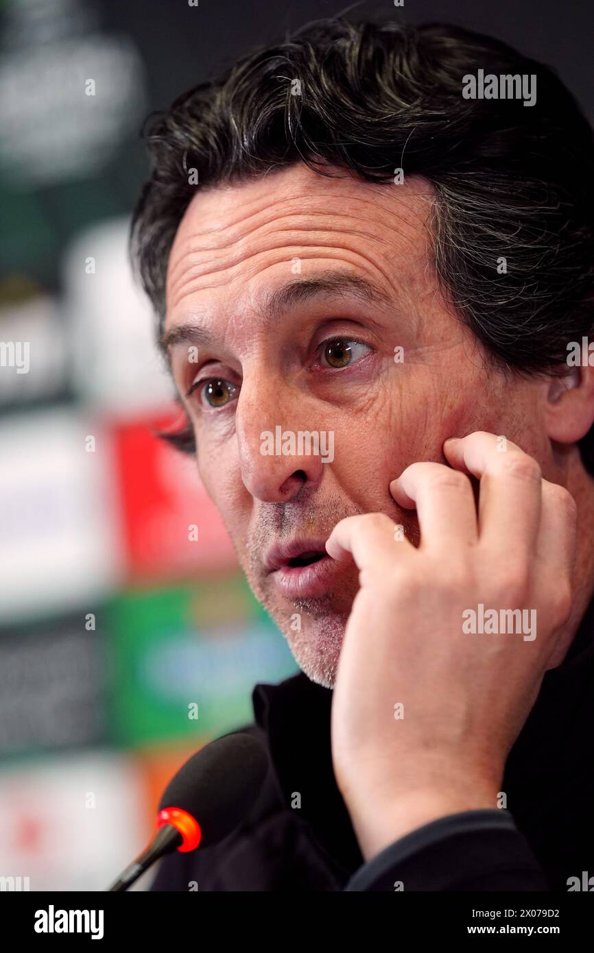 Aston Villa manager Unai Emery during a press conference at the ...