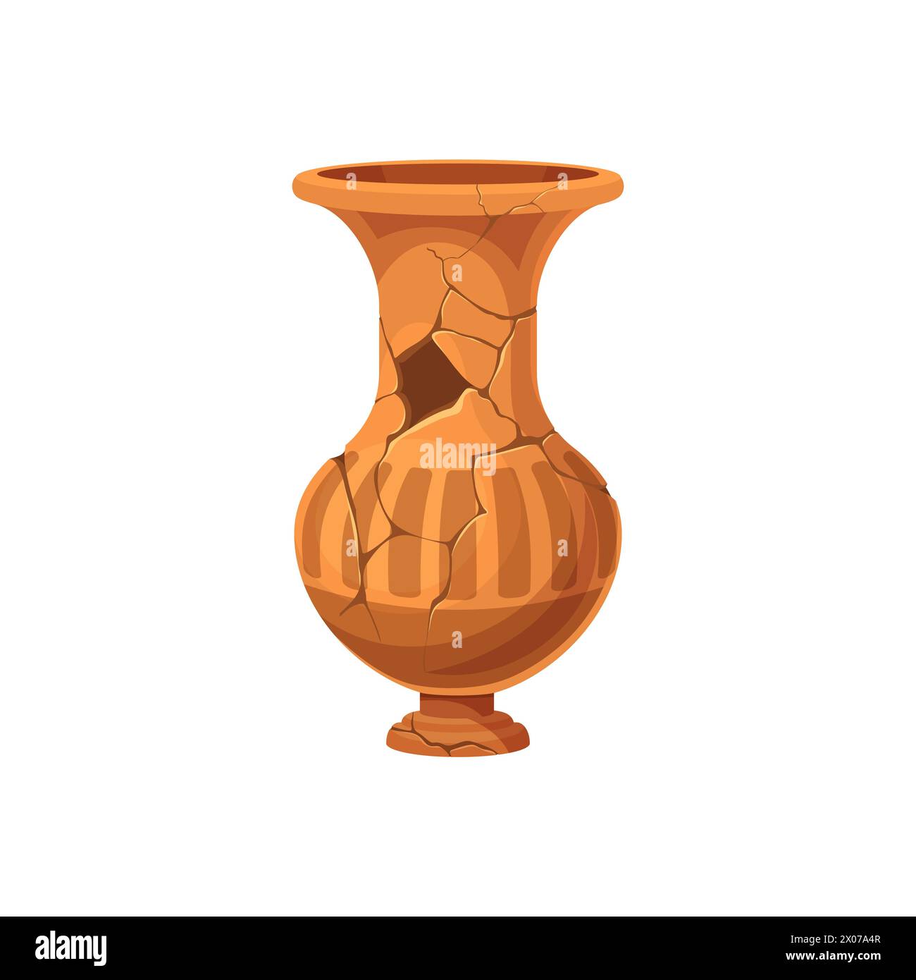 Ancient broken pottery and vase. Old ceramic cracked pot and jug ...