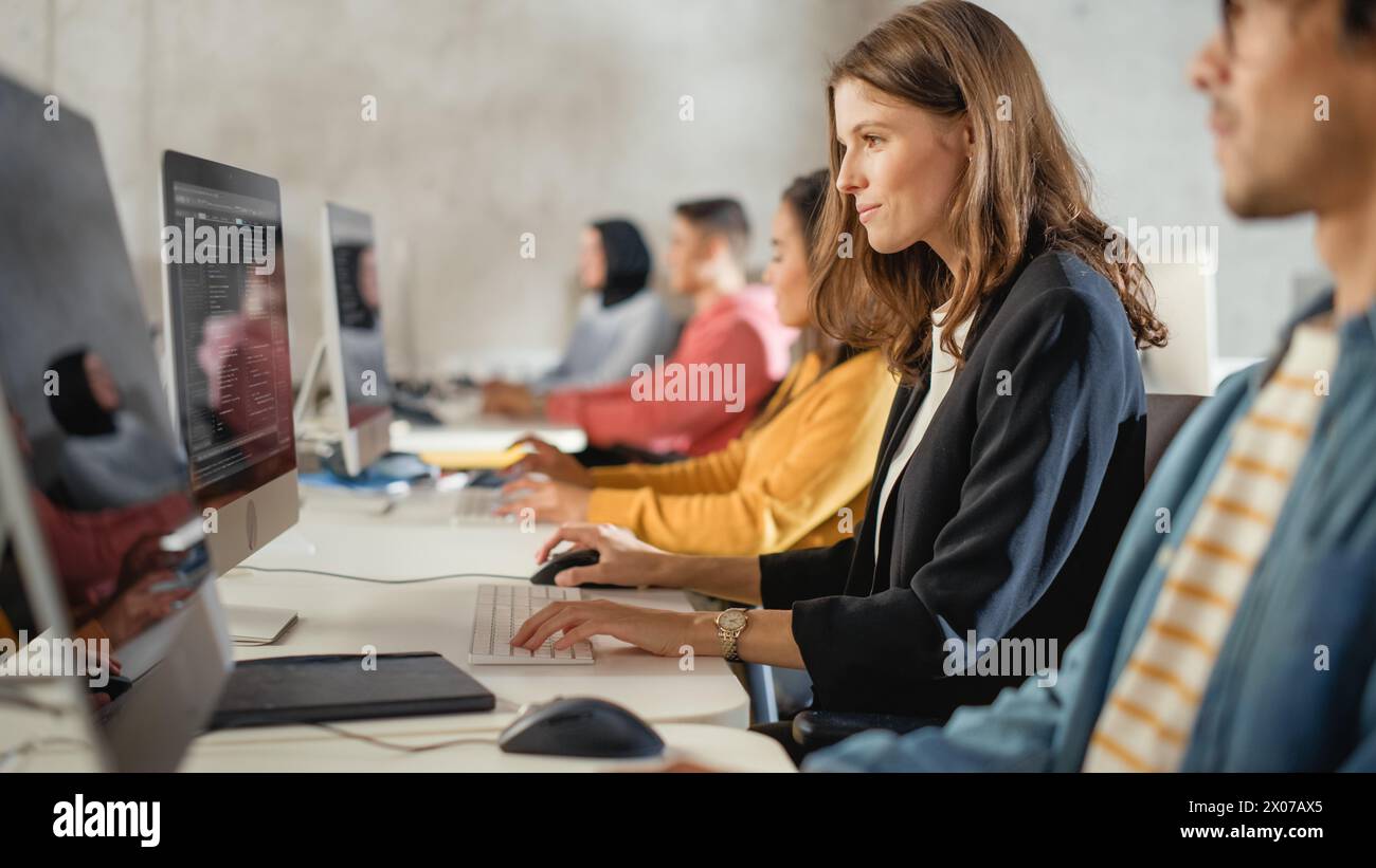 Diverse Multiethnic Group of Female and Male Students Sitting in ...