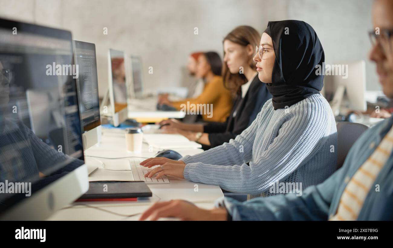 Diverse Multiethnic Group of Female and Male Students Sitting in ...