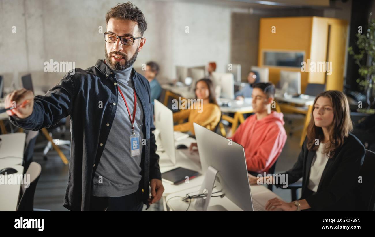 Teacher Giving Lesson to Diverse Multiethnic Group of Female and Male ...
