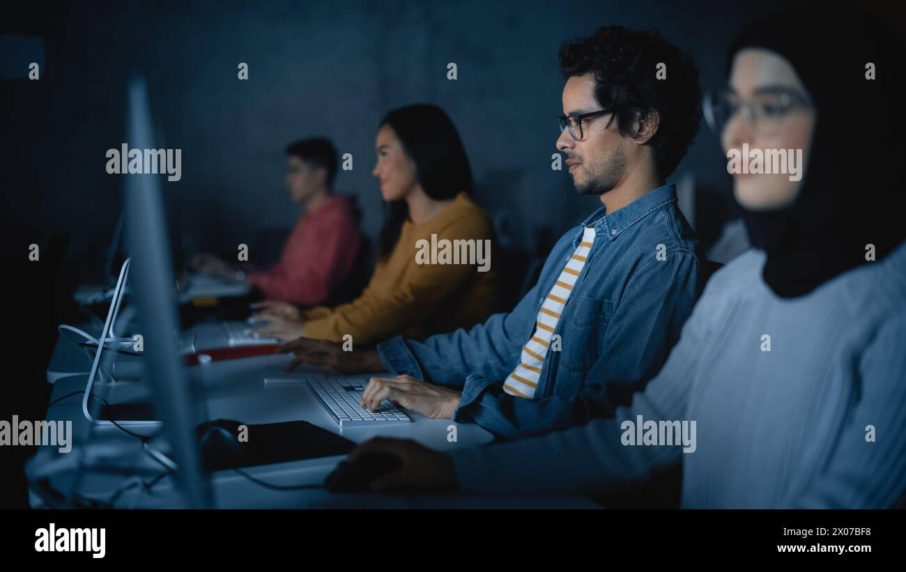 Diverse Multiethnic Group of Female and Male Students Sitting in ...