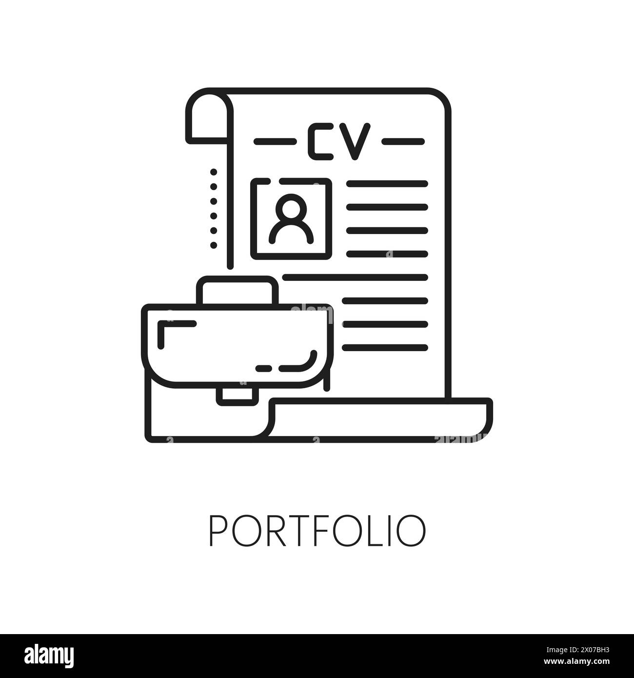 Portfolio CV resume line icon for job search and recruitment or head ...