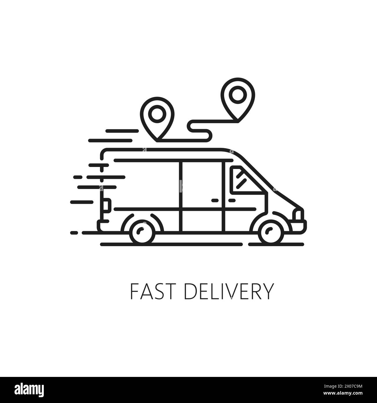 Fast delivery line icon, logistics of order and parcel shipping service ...