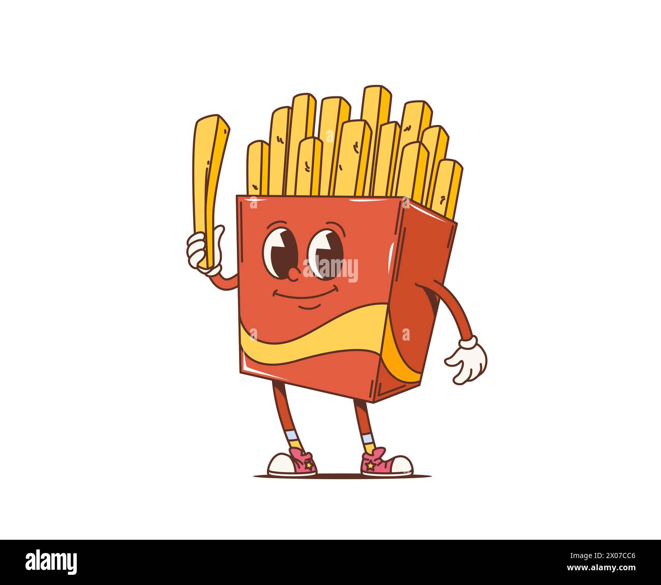 Cartoon retro french fries potato groovy character. Isolated vector ...