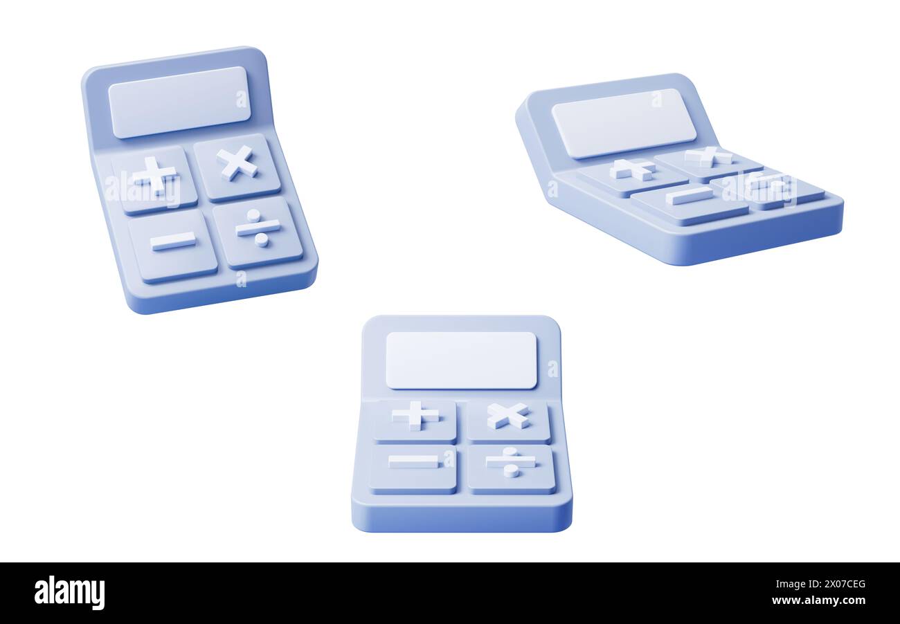 Isolated calculator with cartoon style, 3d rendering. 3D illustration ...