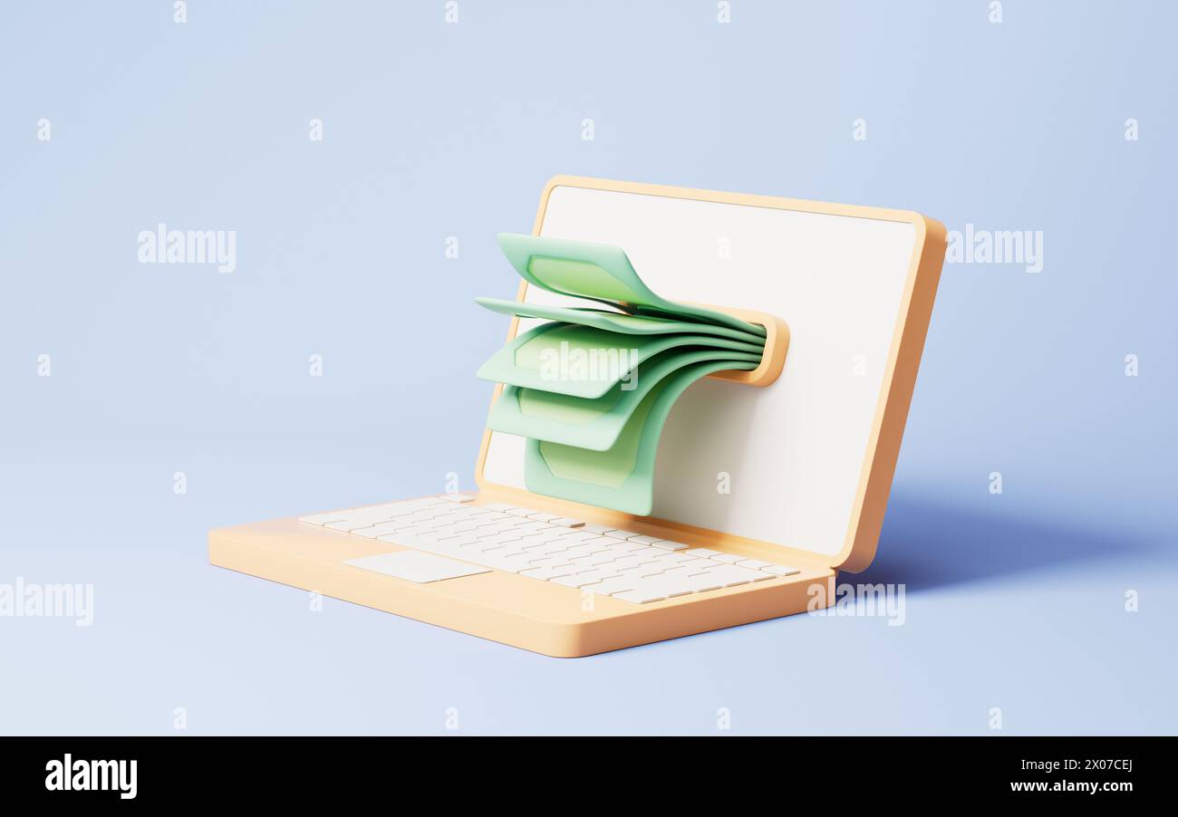 Money coming from laptop hi-res stock photography and images - Alamy