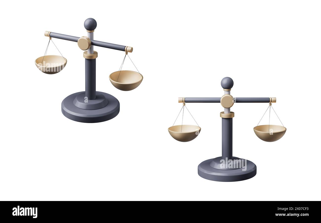 Isolated judgment balance scale, 3d rendering. 3D illustration Stock ...