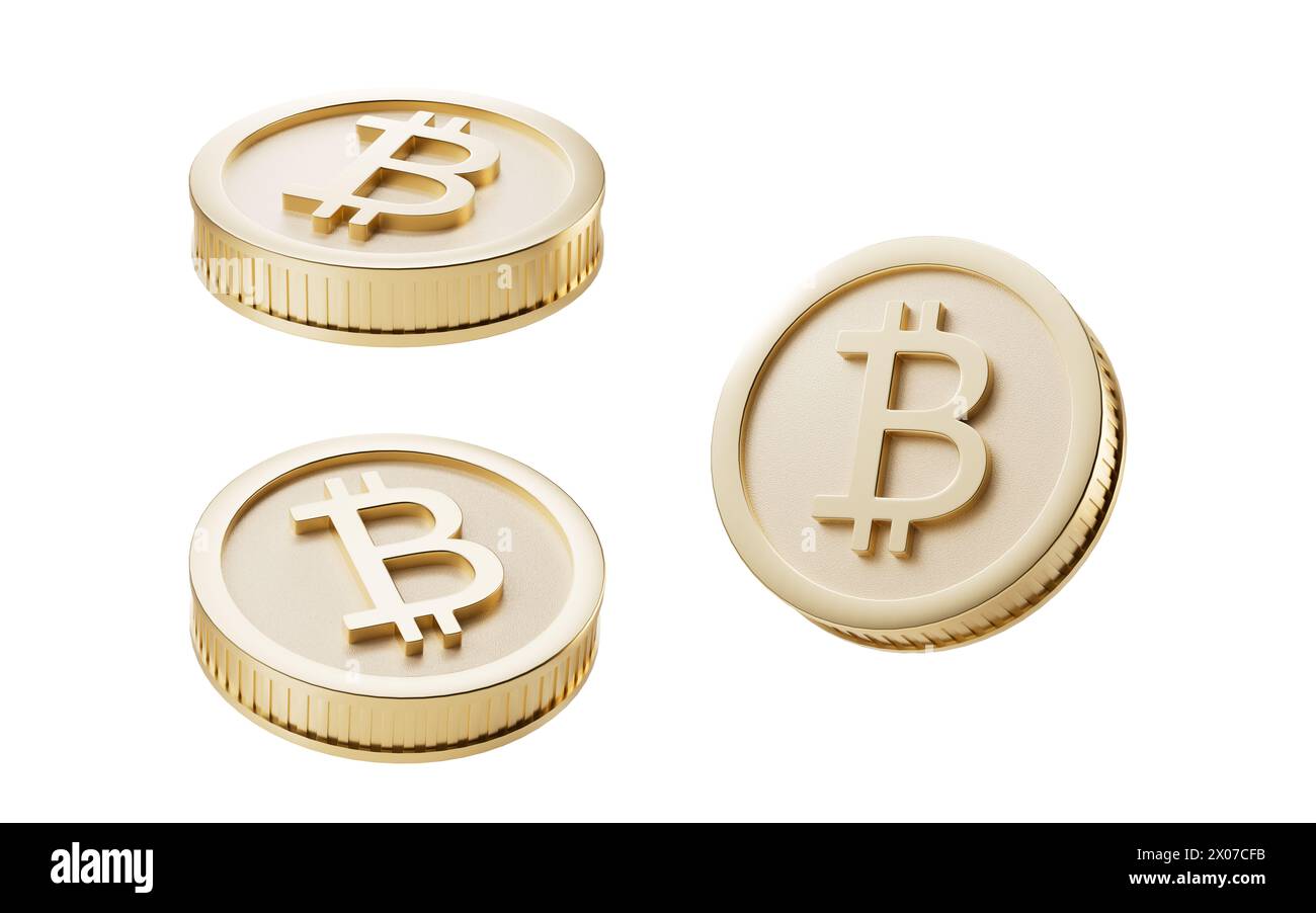 Bitcoin gold coin with cryptocurrency concept, 3d rendering. 3D ...
