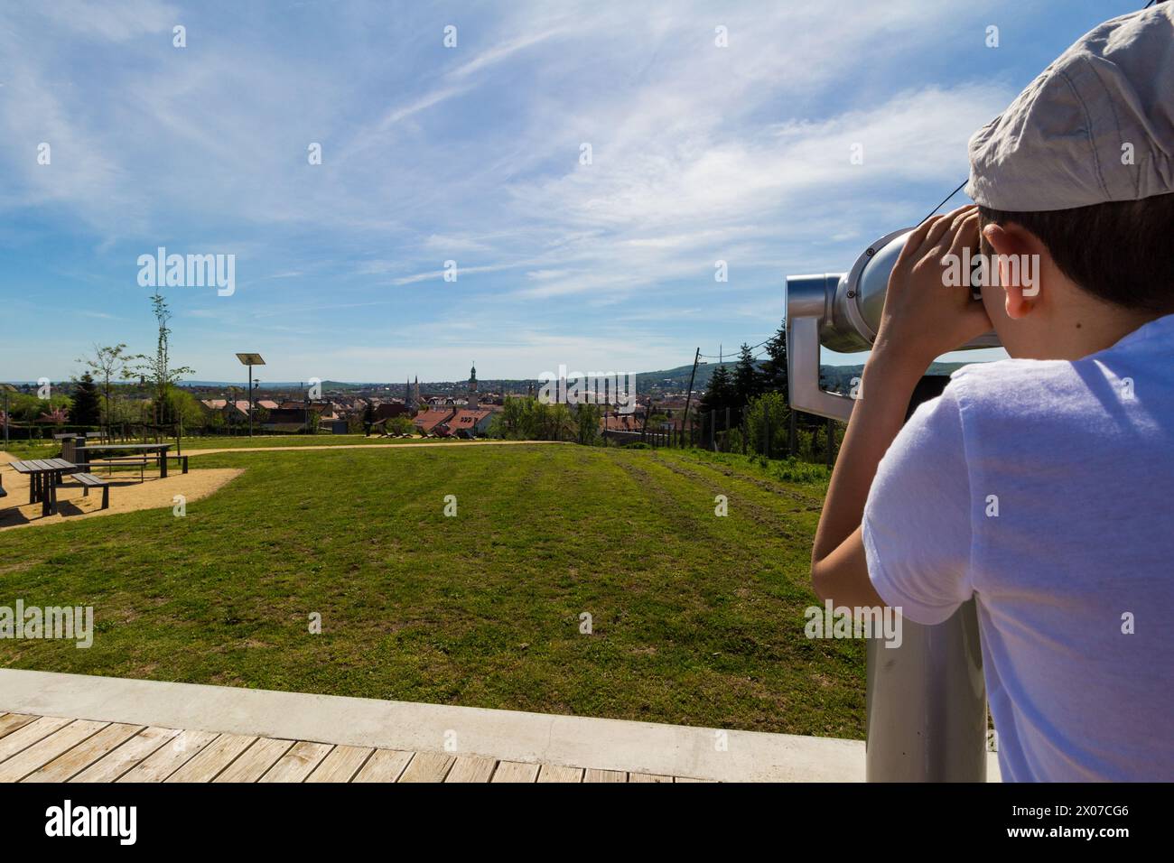 Cityscape view from Koronazo-domb (Crowning Hill) recreation park ...