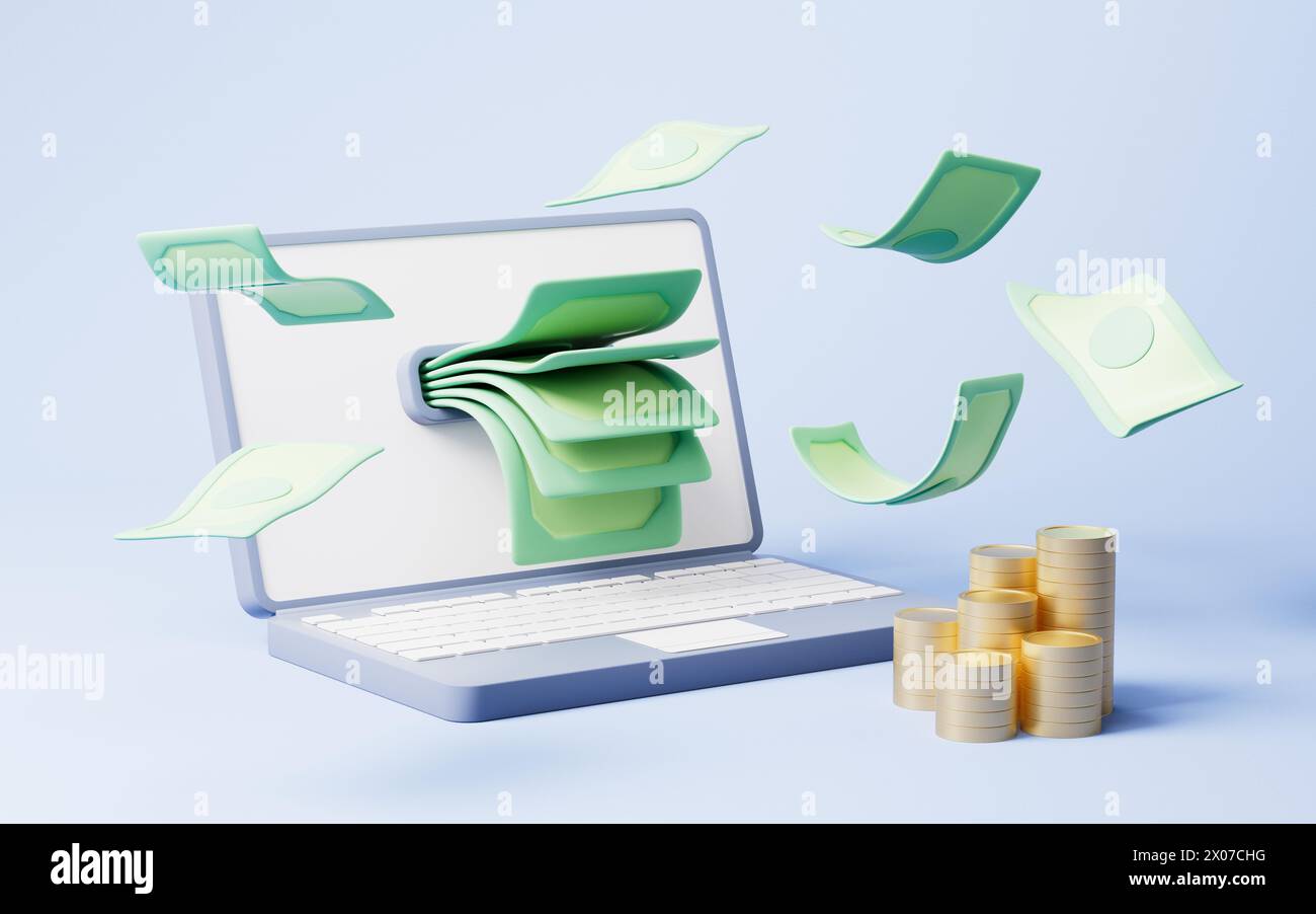 Money coming from computer hi-res stock photography and images - Alamy
