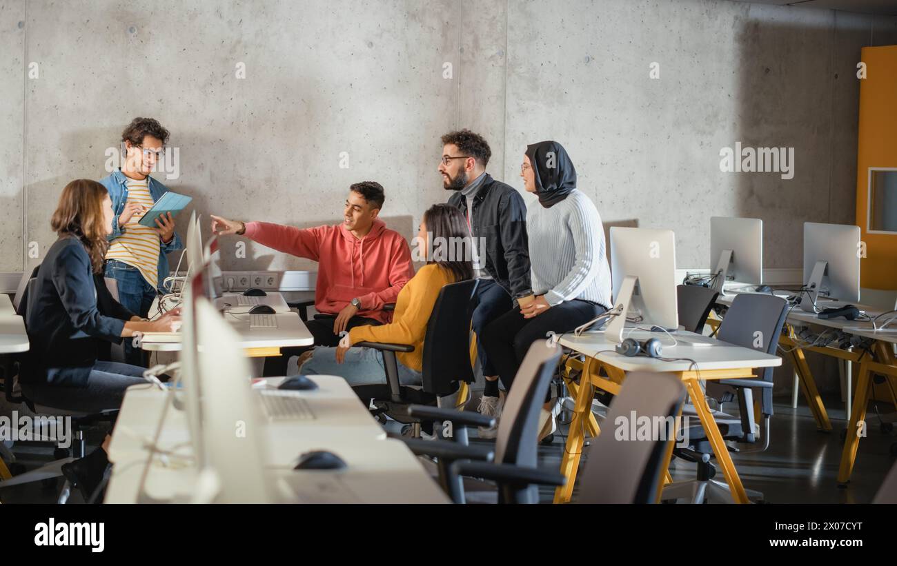 Diverse Multiethnic Group of Female and Male Students Sitting Together ...