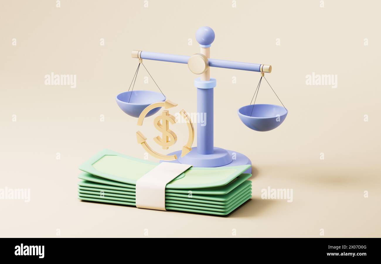 Judgment balance scale with transaction concept, 3d rendering. 3D ...