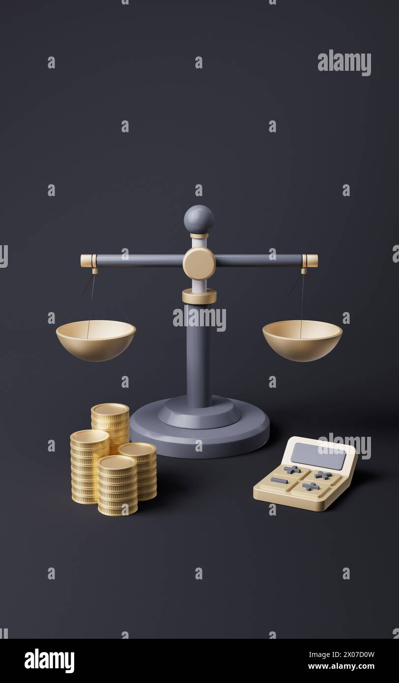 Judgment balance scale with transaction concept, 3d rendering. 3D ...