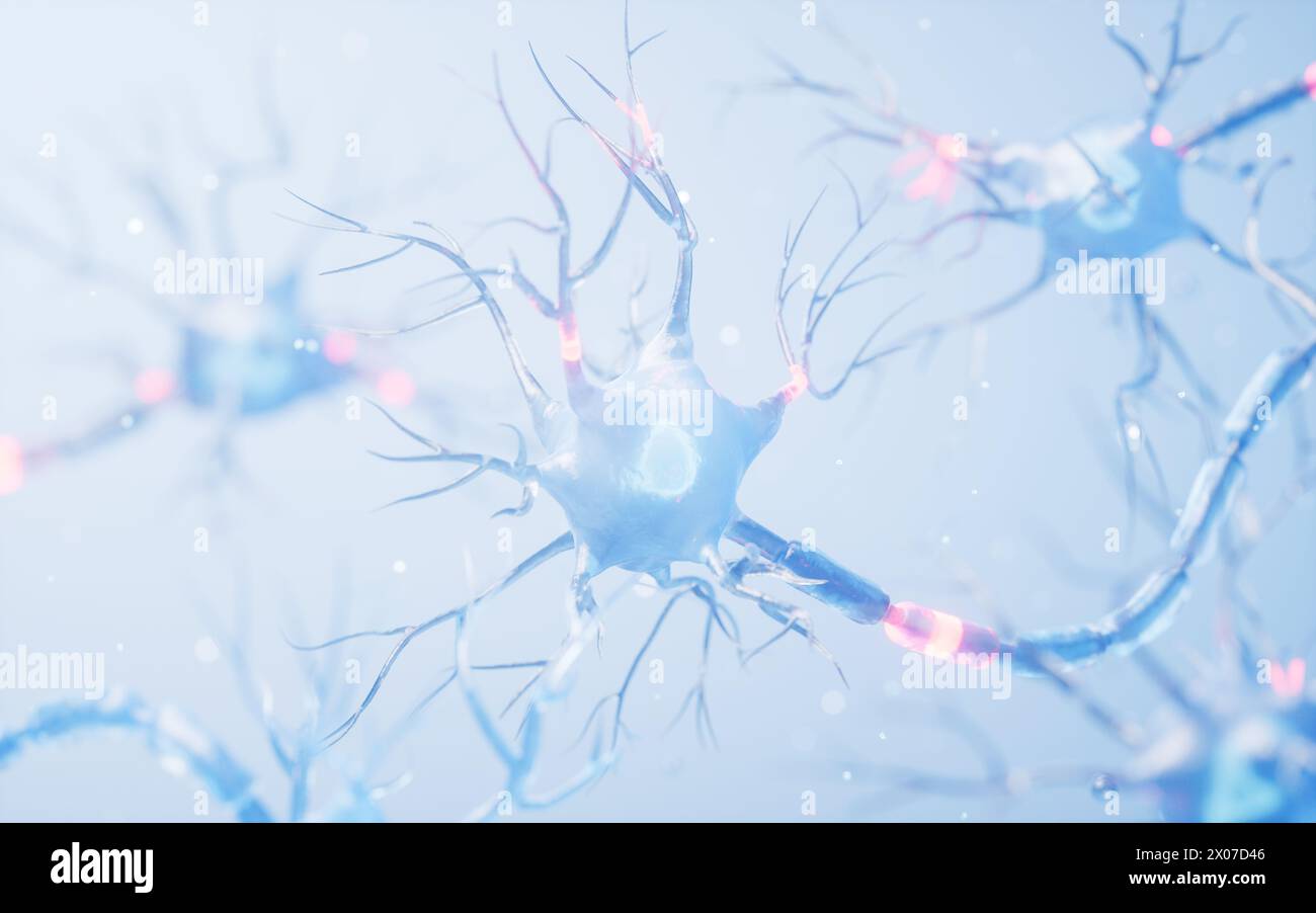 Biology nerve cell with biomedicine concept, 3d rendering. 3D ...