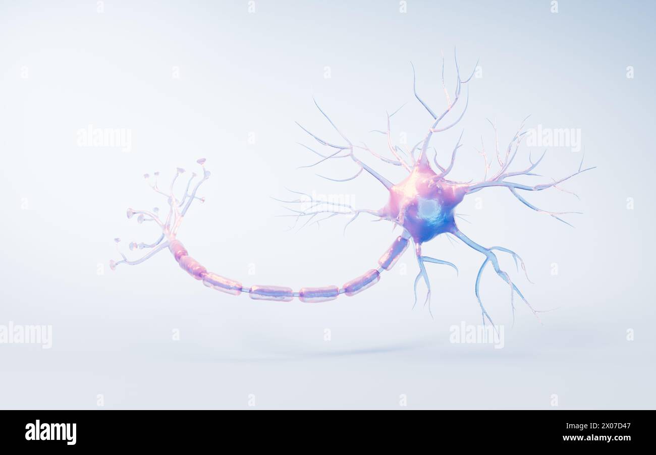 Biology nerve cell with biomedicine concept, 3d rendering. 3D ...