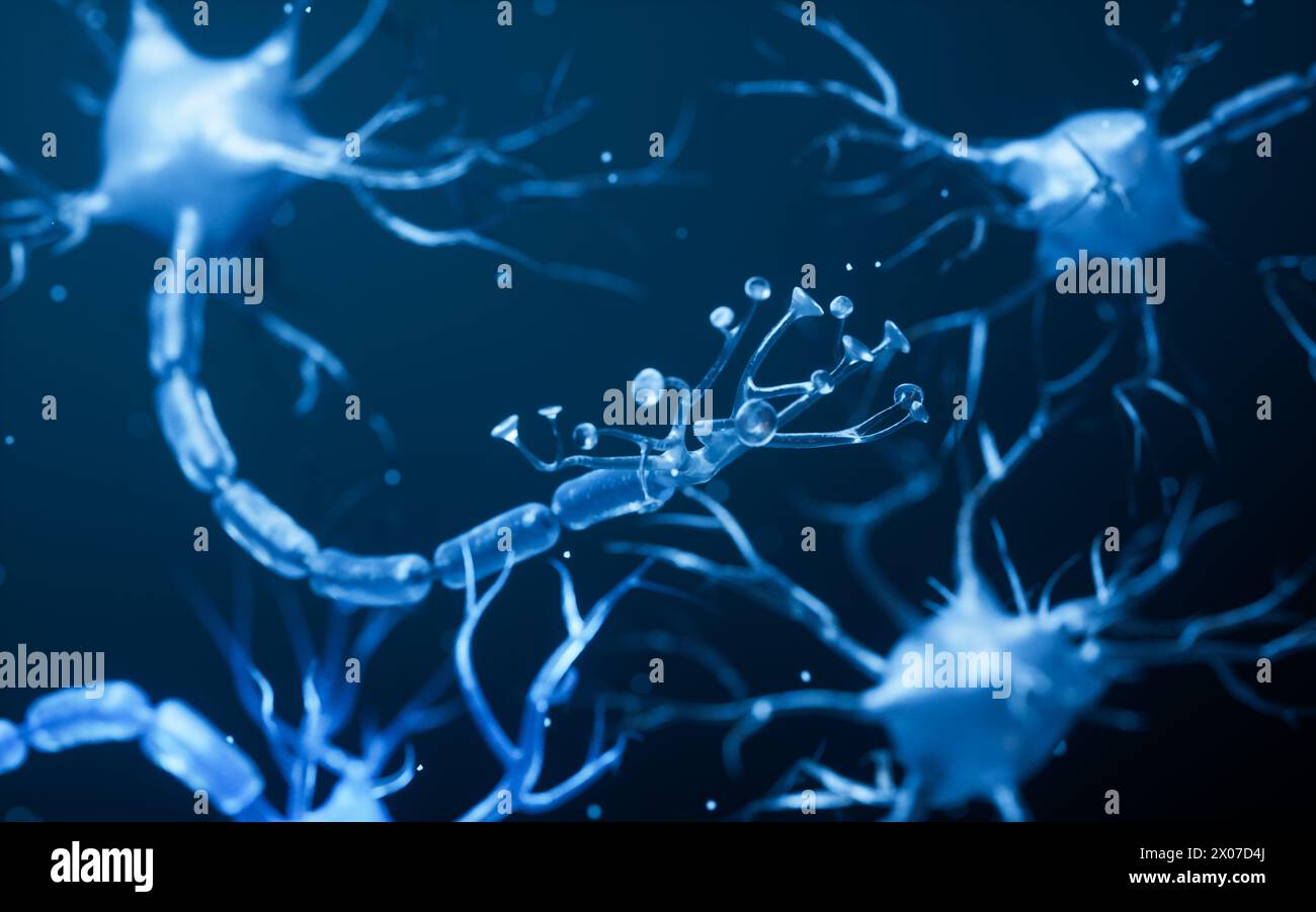 Biology nerve cell with biomedicine concept, 3d rendering. 3D ...