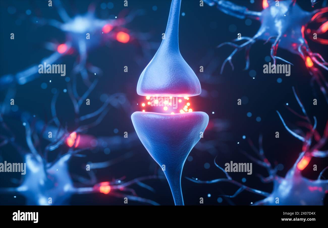 Biology nerve cell with biomedicine concept, 3d rendering. 3D ...