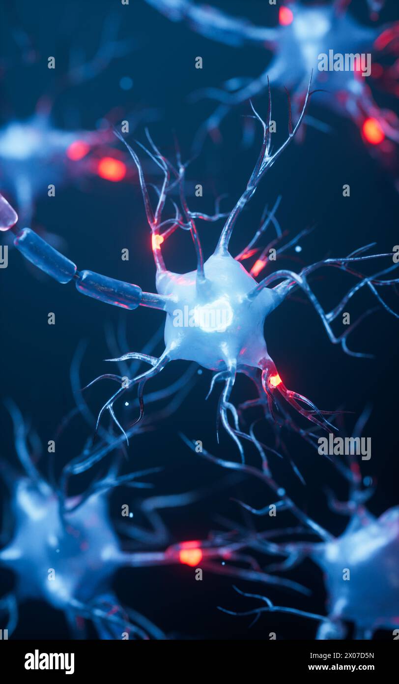 Biology nerve cell with biomedicine concept, 3d rendering. 3D ...