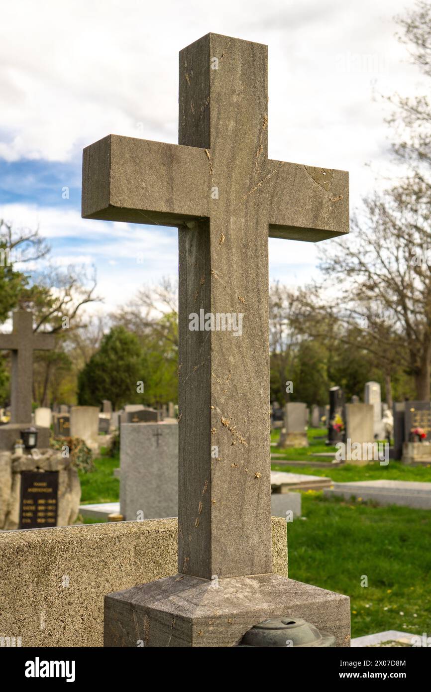 Cross crucifix headstone grave cemetery hi-res stock photography and ...