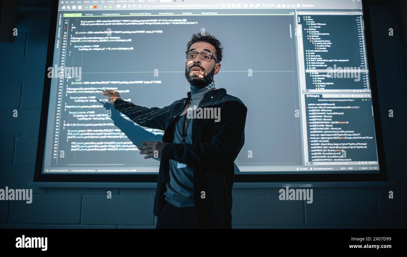 Teacher Giving Computer Science Lecture to Diverse Multiethnic Group of ...