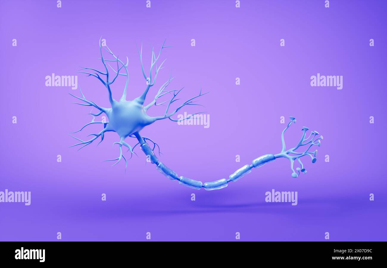 Biology nerve cell with biomedicine concept, 3d rendering. 3D ...