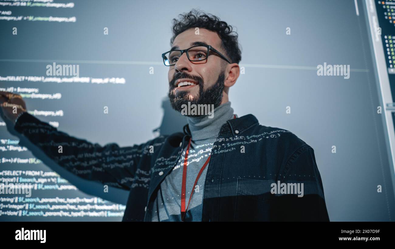 Teacher Giving Computer Science Lecture to Diverse Multiethnic Group of ...