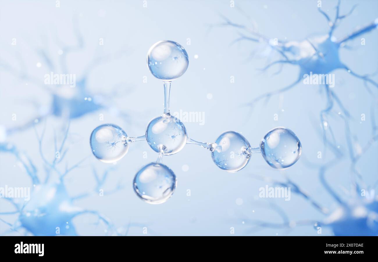 Molecule and biology nerve cell background, 3d rendering. 3D ...