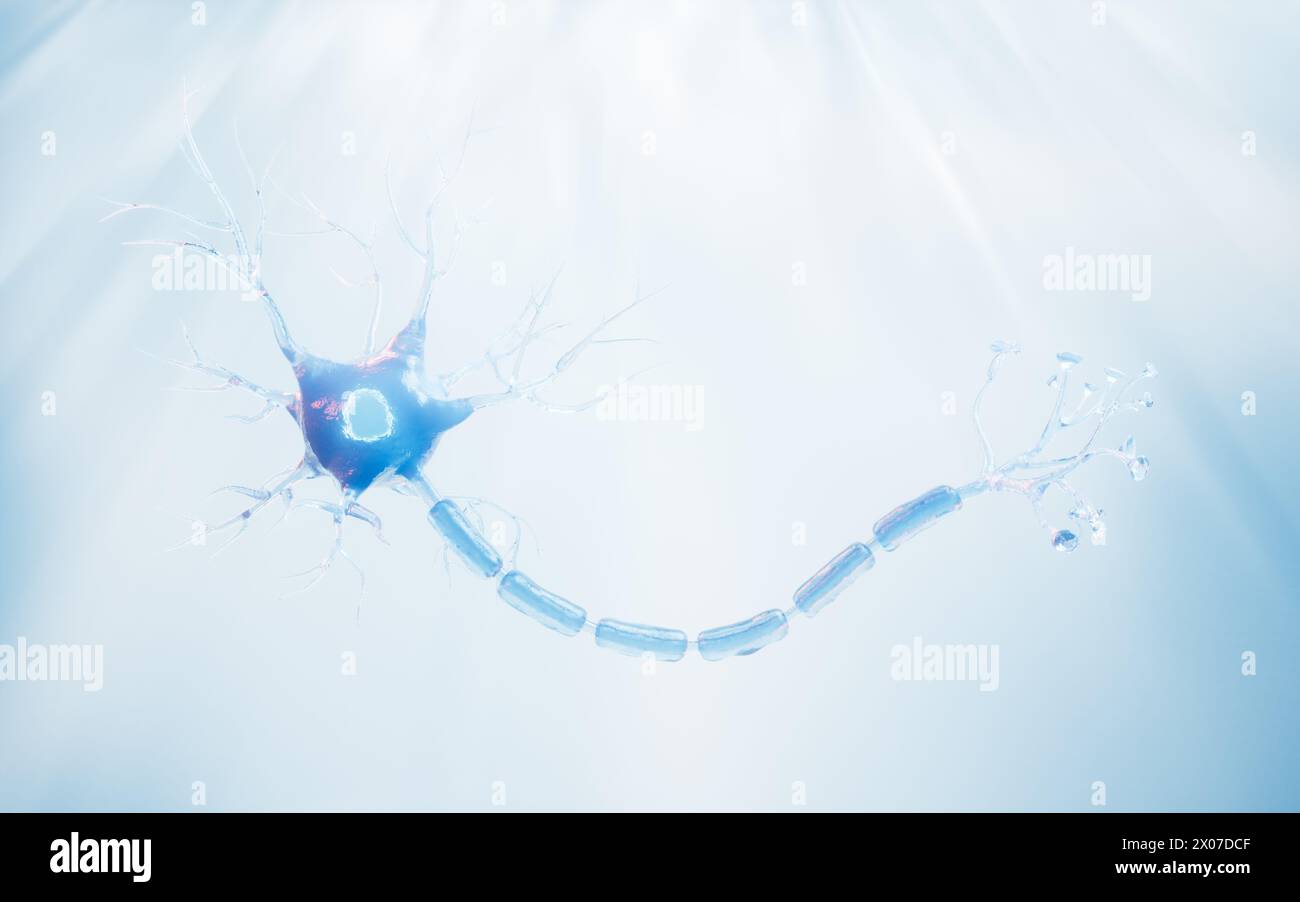 Biology nerve cell with biomedicine concept, 3d rendering. 3D ...