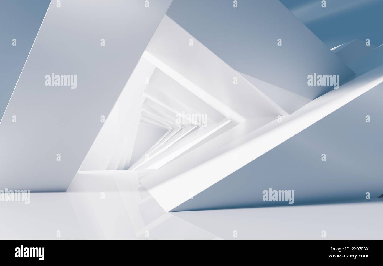 Empty building structure with geometric structure, 3d rendering. 3D ...