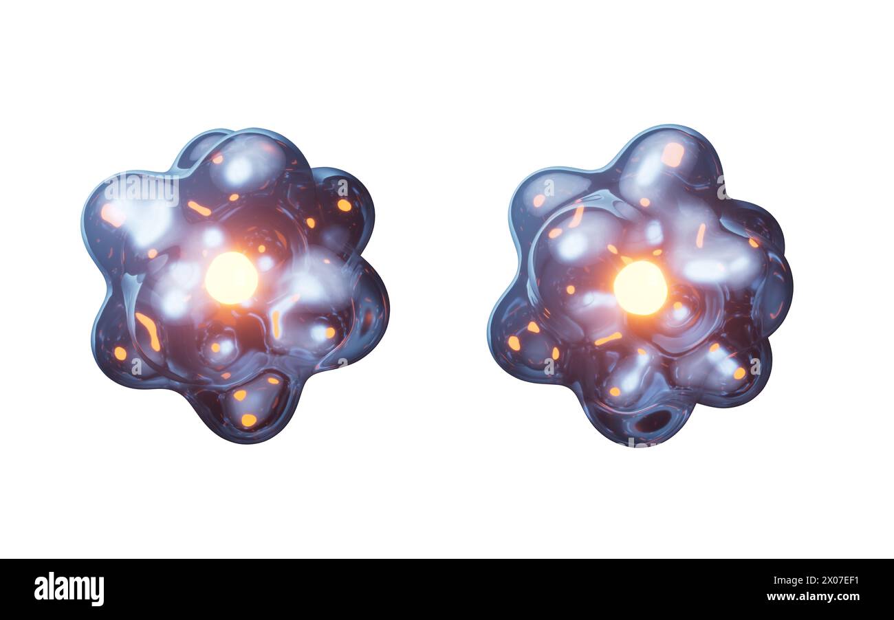 Isolated transparent physics atom, 3d rendering. 3D illustration Stock ...