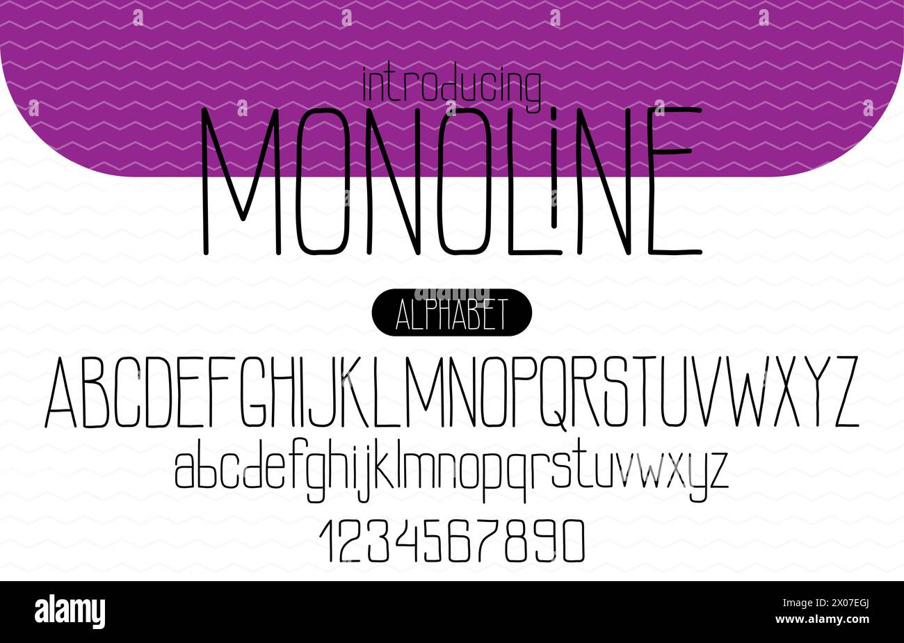 Monoline font, line typeface, hand drawn type, english alphabet. Latin ...