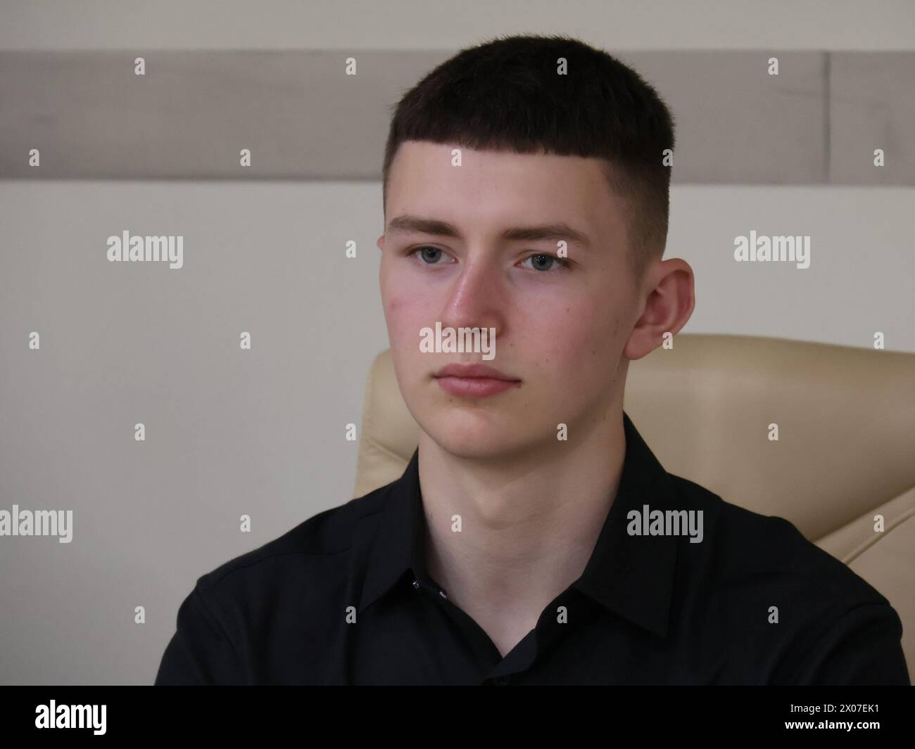 KYIV, UKRAINE - APRIL 9, 2024 - Ukrainian skeleton racer Yaroslav ...