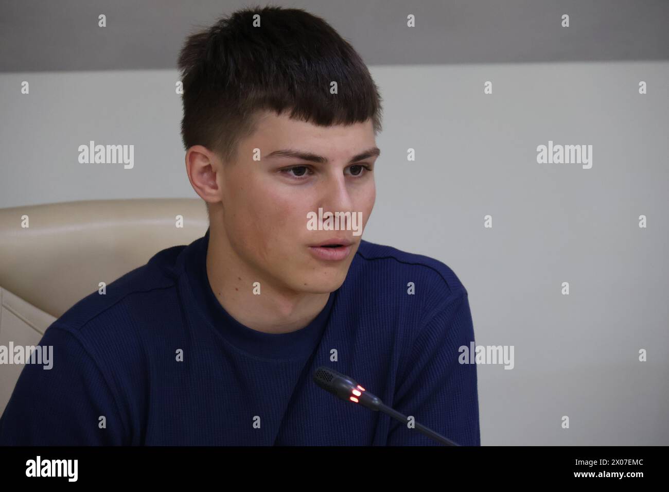 KYIV, UKRAINE - APRIL 9, 2024 - Ukrainian freestyle skier Dmytro ...